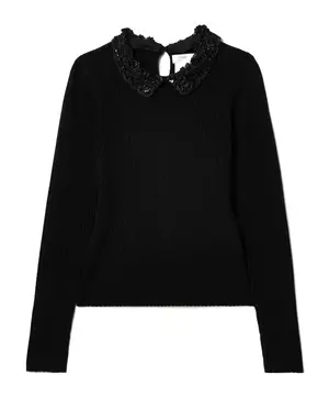 Carolina Herrera Long-sleeved Wool Sweater With Embellished Detachable Neckline