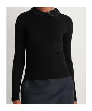 Carolina Herrera Long-sleeved Wool Sweater With Embellished Detachable Neckline