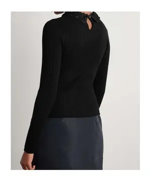 Carolina Herrera Long-sleeved Wool Sweater With Embellished Detachable Neckline