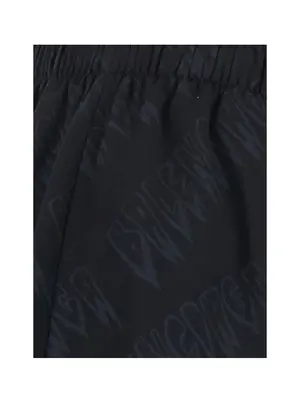 Balenciaga Logo Monogram Elastic Waist Shorts
