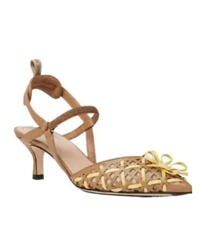 Fendi Colibrì Lite Woven Flower Slingback Pumps - Brown