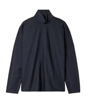 Tibi Pinstriped Wool-blend Turtleneck Top