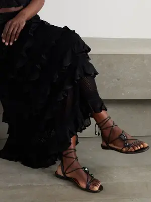 Zimmermann Gleam Flat Sandals - Black