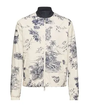 Moncler Reversible Printed Poplin Zip-up Bomber Jacket
