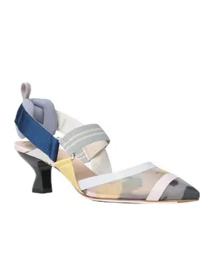 Fendi Colibrì Slingback Pumps With Elasticated Straps And Bouquet Print - Multicolor