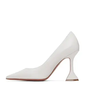 Amina Muaddi Ami 95 Pointed Toe High Heels - White