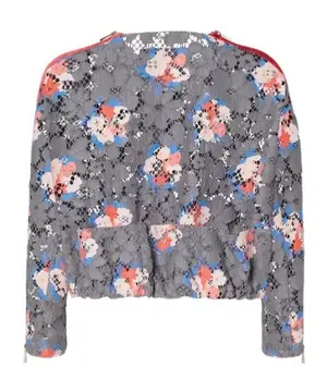 Fendi Printed Lace Short Jacket With Three-quarter Sleeves
