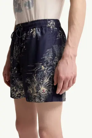 Moncler Logo Patch Drawstring Swim Shorts - Black