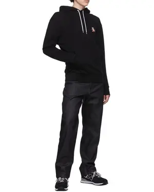 Maison Kitsuné Fox Patch Drawstring Hoodie - Black