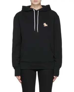 Maison Kitsuné Fox Patch Drawstring Hoodie - Black