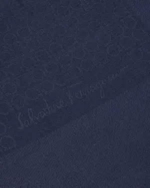 FERRAGAMO Logo Tassel Scarf - Blue