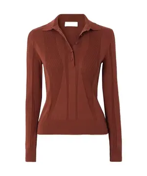 Dries Van Noten Long-sleeved Ribbed Polo Shirt