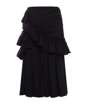 Dries Van Noten Ruffled Midi Skirt - Black
