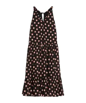 IBLUES Sleeveless Printed V-neck Dress With Keyhole Detail - Black
