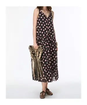 IBLUES Sleeveless Printed V-neck Dress With Keyhole Detail
