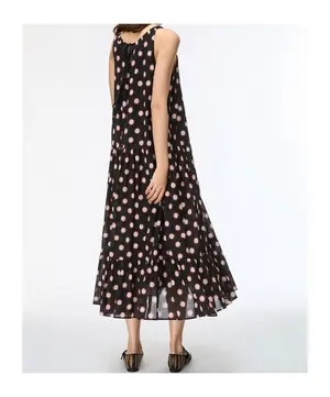 IBLUES Sleeveless Printed V-neck Dress With Keyhole Detail