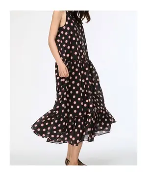 IBLUES Sleeveless Printed V-neck Dress With Keyhole Detail