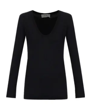 LISA YANG Amalea Scoop-neck Long Sleeve Top - Black