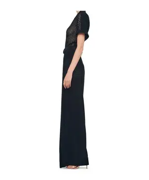 Norma Kamali Geralyn Striped Pleated Jumpsuit