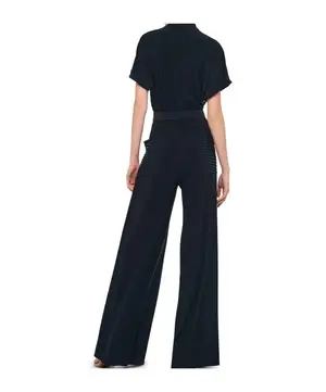 Norma Kamali Geralyn Striped Pleated Jumpsuit