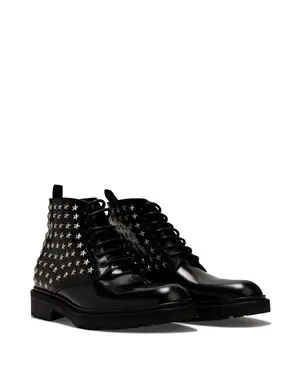 Saint Laurent Star Embellished Lace-up Ankle Boots