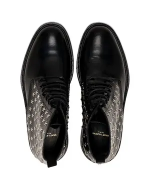 Saint Laurent Star Embellished Lace-up Ankle Boots