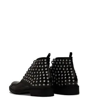 Saint Laurent Star Embellished Lace-up Ankle Boots