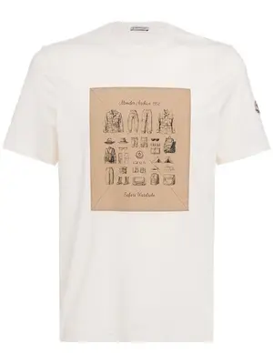 Moncler Safari Wardrobe Print Cotton T-shirt - Nude
