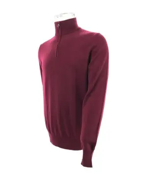FERRAGAMO Quarter Zip Knitted Sweater - Red