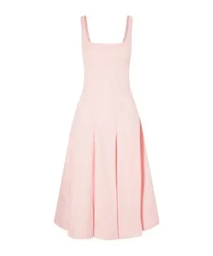 Staud Willow Pleated Square Neck Dress - Pink