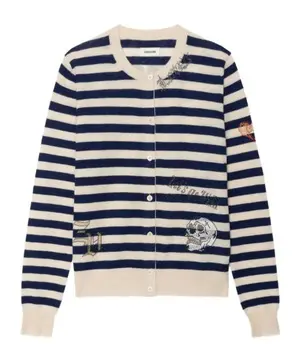 Zadig&Voltaire Missya Striped Cardigan - Beige/navy Blue