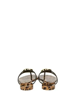 Dolce & Gabbana Logo Plaque Leopard-printed Flip Flops - Brown