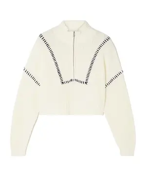 Staud Hampton Ribbed Cropped Sweater - Ivory