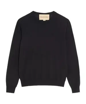 Valentino Garavani Vlogo Embroidery Crewneck Jumper - Black