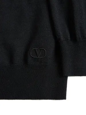 Valentino Garavani Vlogo Embroidery Crewneck Jumper - Black
