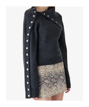 IRO PARIS Asymmetrical Wool Sweater With Stud Detail