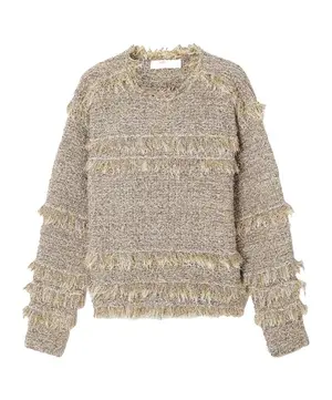 Ulla Johnson Frayed Metallic Tweed Sweater