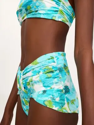 Chloé Aqua Flower-print Bikini Bottoms