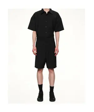 ENTIRE STUDIOS Pleated Slim-fit Shorts - Black
