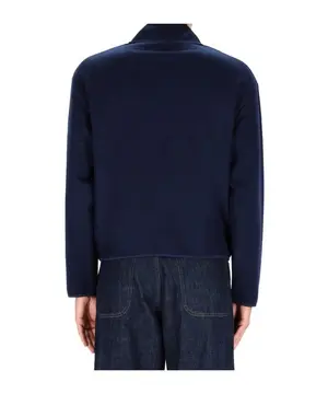 SUNFLOWER Long Sleeve Half-zip Sweater - Navy