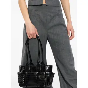 GANNI Crocodile-effect Studded Tote Bag