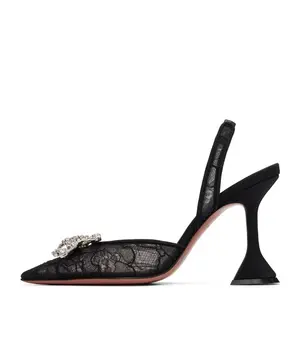 Amina Muaddi Rosie Lace Sling 95 Pointed-toe High-heeled Sandals - Black