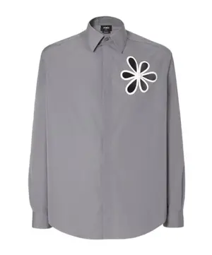 Fendi Floral Cut-out Long Sleeved Shirt - Gray