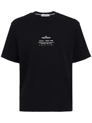Stone Island Logo Cotton T-shirt - Black