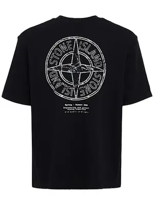 Stone Island Logo Cotton T-shirt - Black
