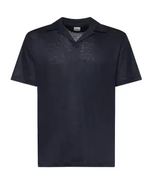 Eleventy Open Collar Polo Shirt - Black
