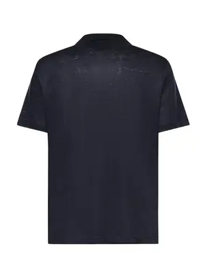 Eleventy Open Collar Polo Shirt - Black