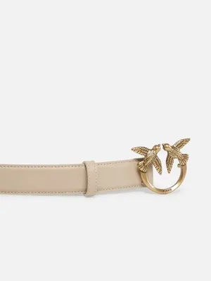 Pinko Lovebird Metal Buckle Belt - Nude