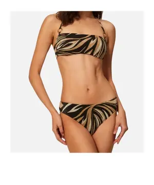 TWINSET Zebra Print Bandeau Bikini Top With Metallic Accents