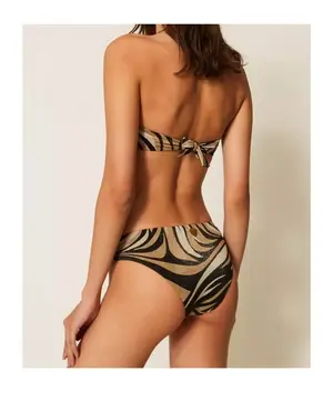 TWINSET Zebra Print Bandeau Bikini Top With Metallic Accents